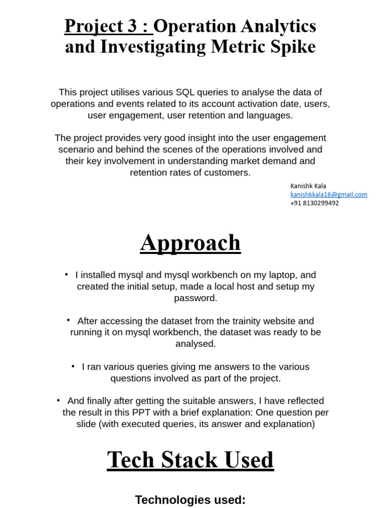 Operation Analytics and Investigating Metric Spike | PDF | My Sql ...