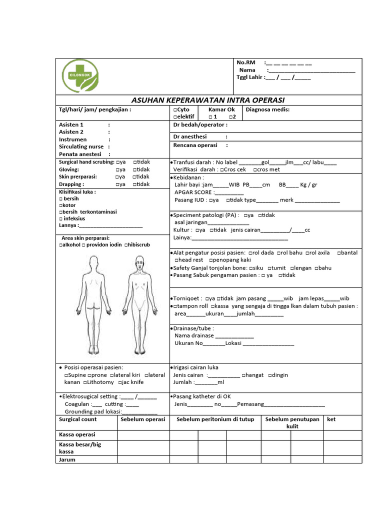 Formulir Penandaan Luka Operasi | PDF | Sains & Matematika