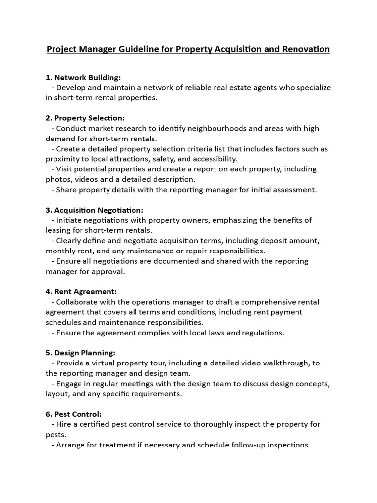 Project Manager Guidelines | PDF | Renting