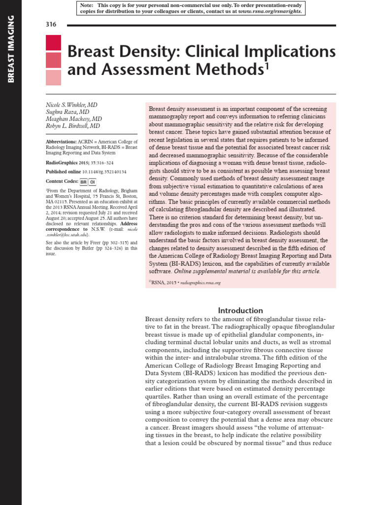 Breast Density | PDF | Mammography | Breast Cancer