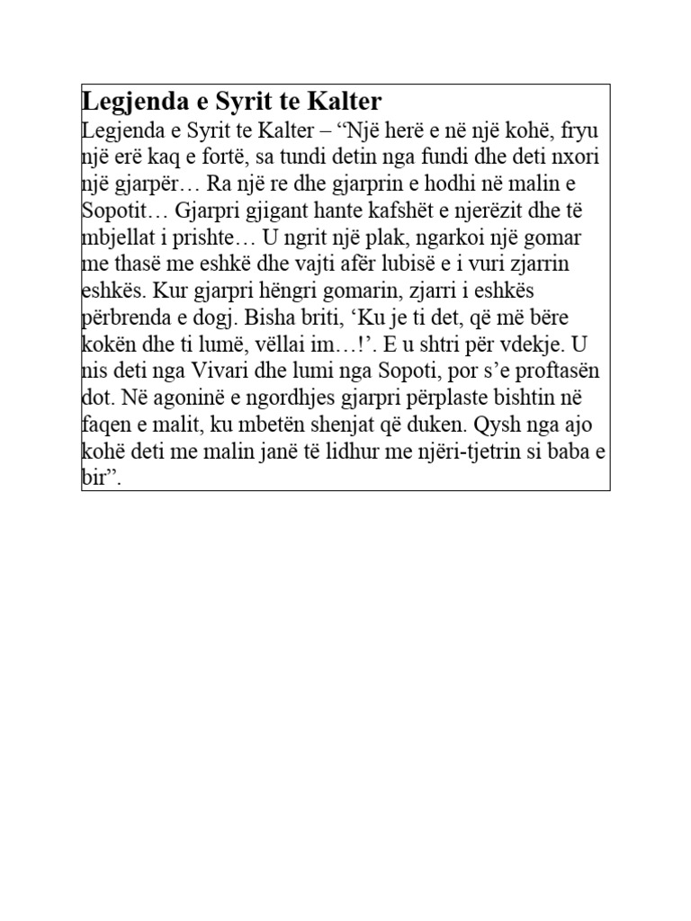Legjenda e Syrit Te Kalter | PDF