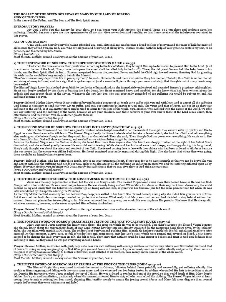 The Rosary of The Seven Sorrows of Mary by Our Lad | Download Free PDF ...