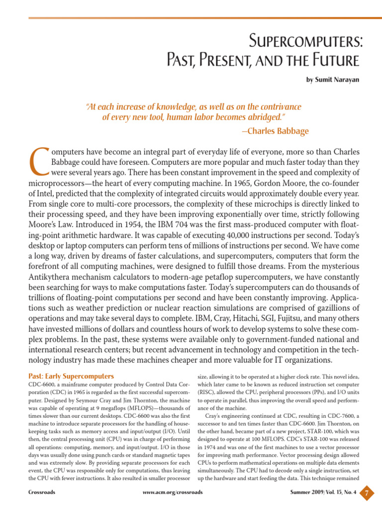 Super Computers | PDF | Supercomputer | Central Processing Unit