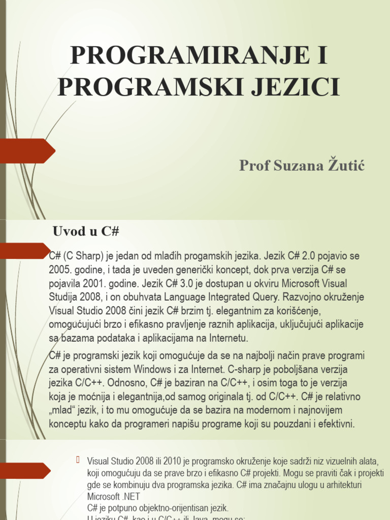 Programiranje I Programski Jezici-IV Razred | PDF