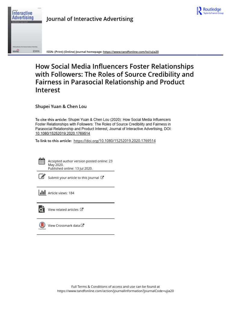 Yuan, Lou - 2020 - How Social Media Influencers Foster Relationships ...