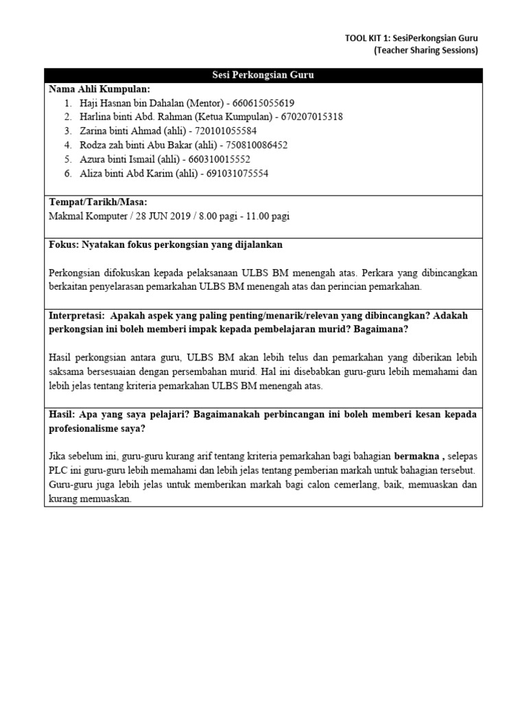 Laporan PLC BM ULBS - 2019 | PDF