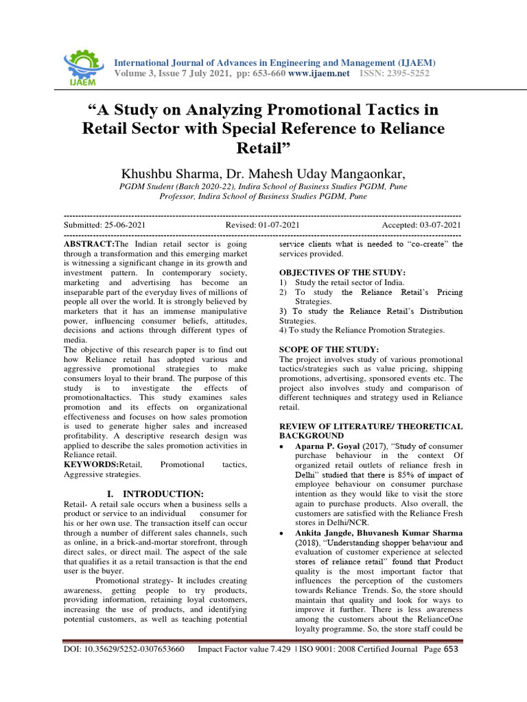Analyzing Reliance Retail's Promotions | PDF | Retail | Pricing