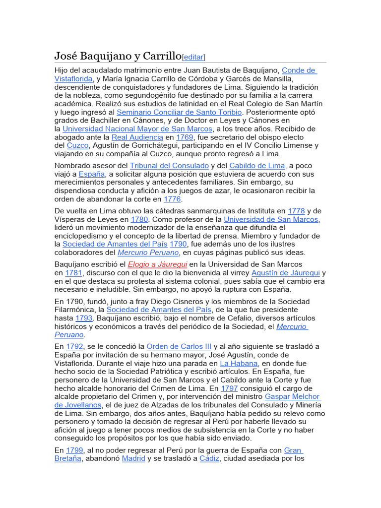 José Baquijano y Carrillo | PDF | España | Perú