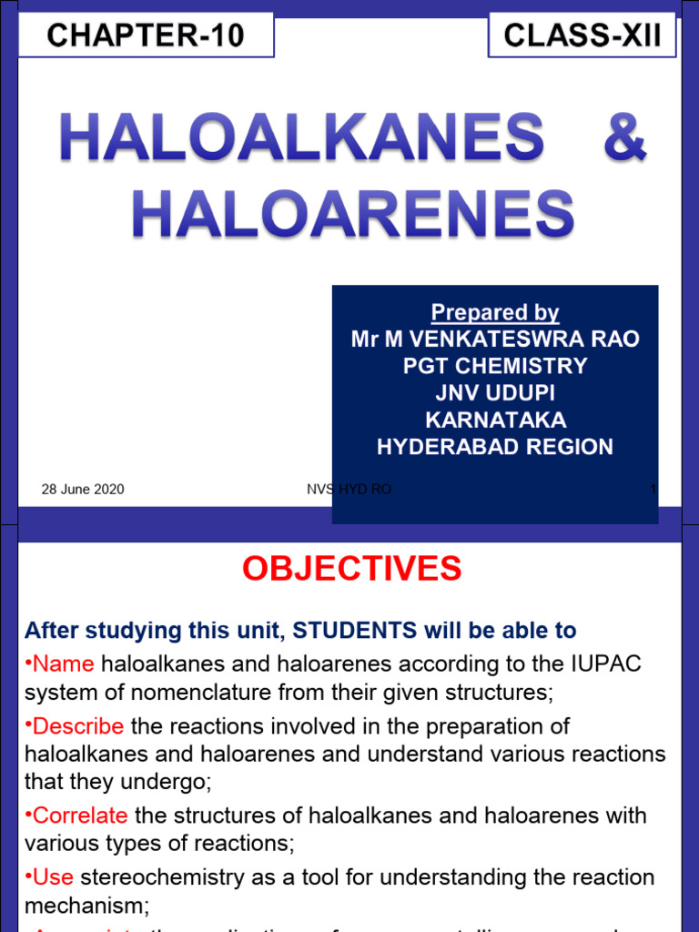 HALO ALKANES AND HALO ARENES XII Chemistry | PDF | Chirality (Chemistry ...