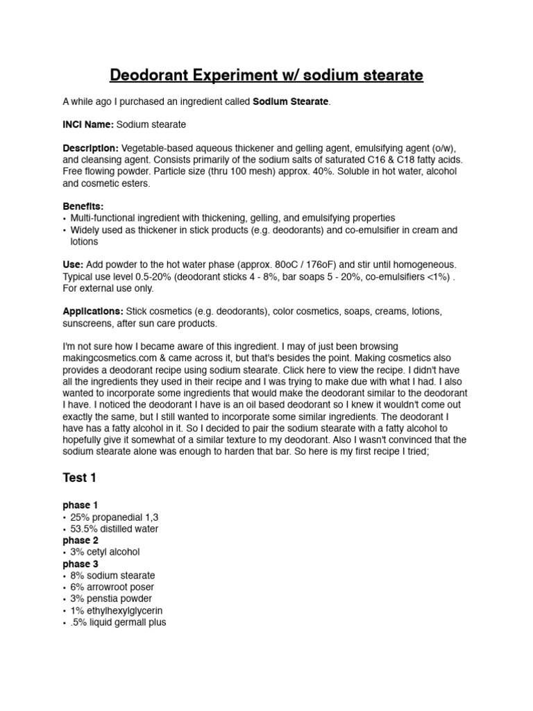 Deodorant Experiment W - Sodium Stearate | PDF | Materials | Chemical ...