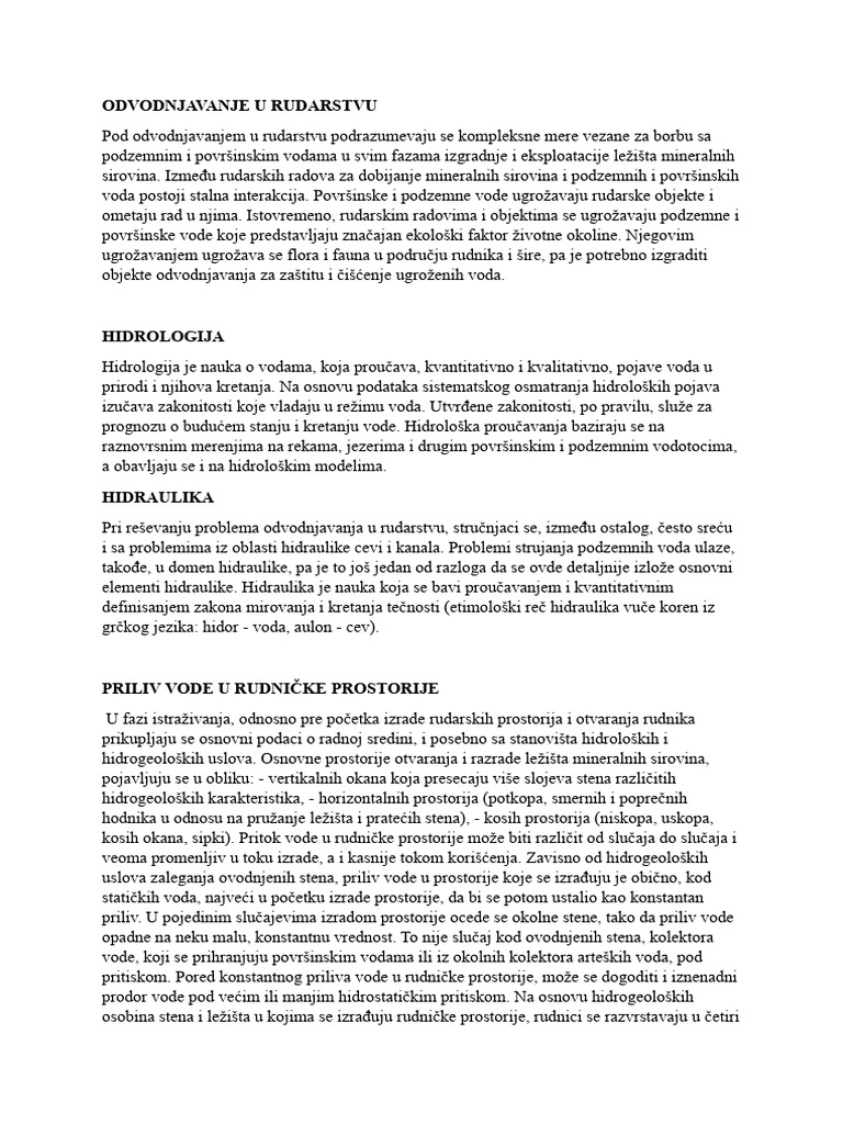 Odvodnjavanje U Rudarstvu | PDF
