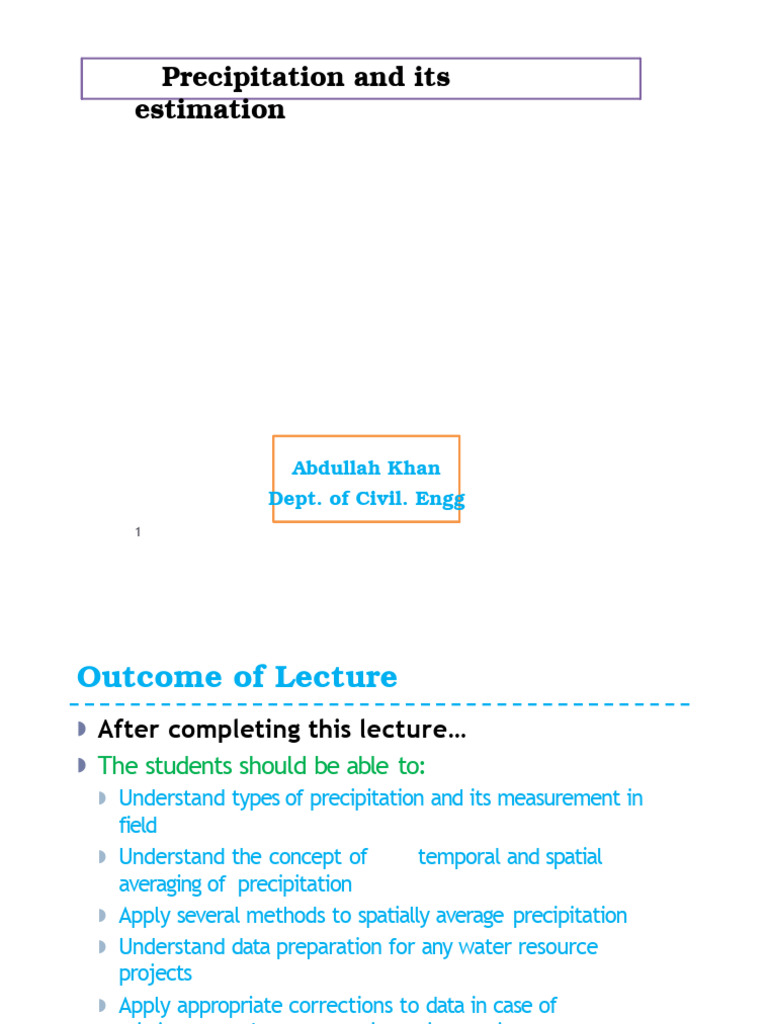 Precipitation and Its Estimation Lecture 5 | PDF | Precipitation | Rain