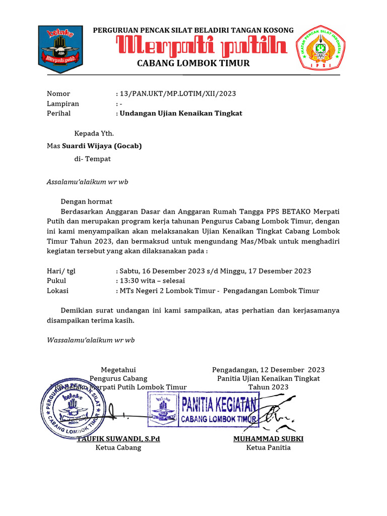 SURAT Undangan UKT | PDF