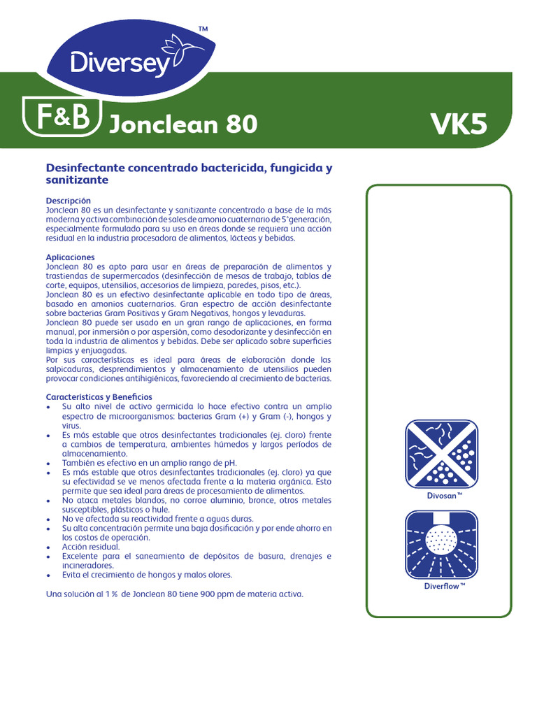 Jonclean 80 - PIS | PDF | Alimentos | Las bacterias