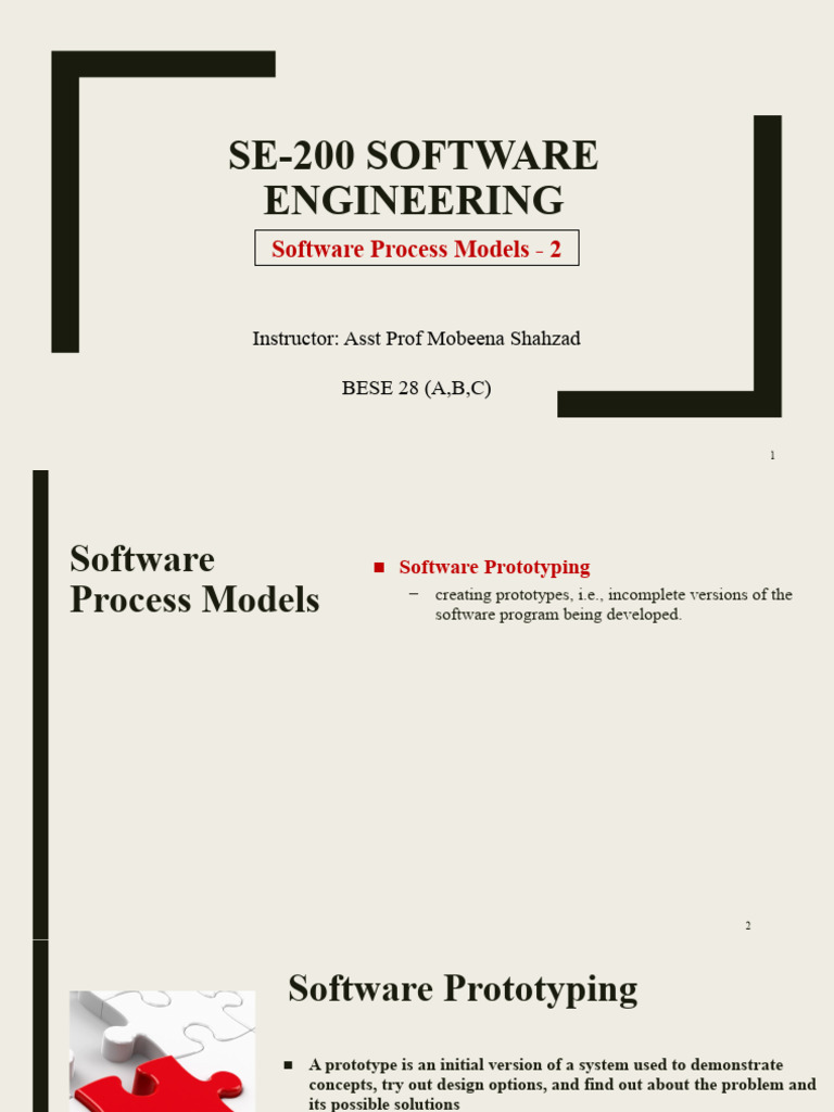 Lecture 3 - Software Process Models - 2 | PDF | Software Prototyping | Component Based Software ...