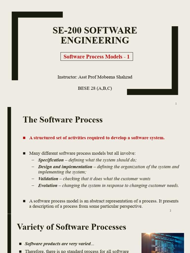 Lecture 2 - Software Process Models - 1 | PDF | Component Based Software Engineering | Agile ...