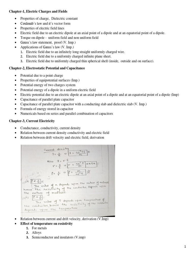 12th Imp Topics Chapter Wise | PDF | Capacitance | Capacitor