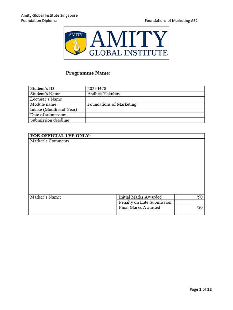 FDip Fundamentals of Marketing AS2 MCQ Answers | PDF | Marketing | Brand