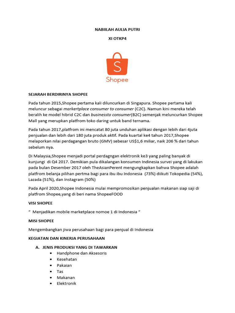 Profil Perusahaan Shopee | PDF