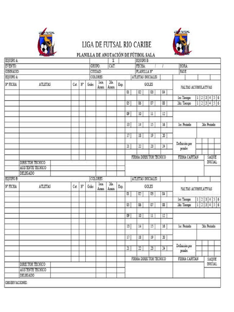 Planilla Futsal Editada | PDF