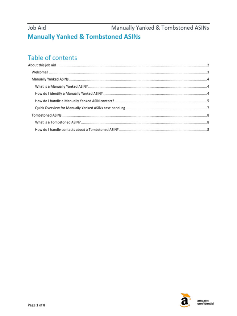 Handling Yanked and Tombstoned ASINs | PDF | Business