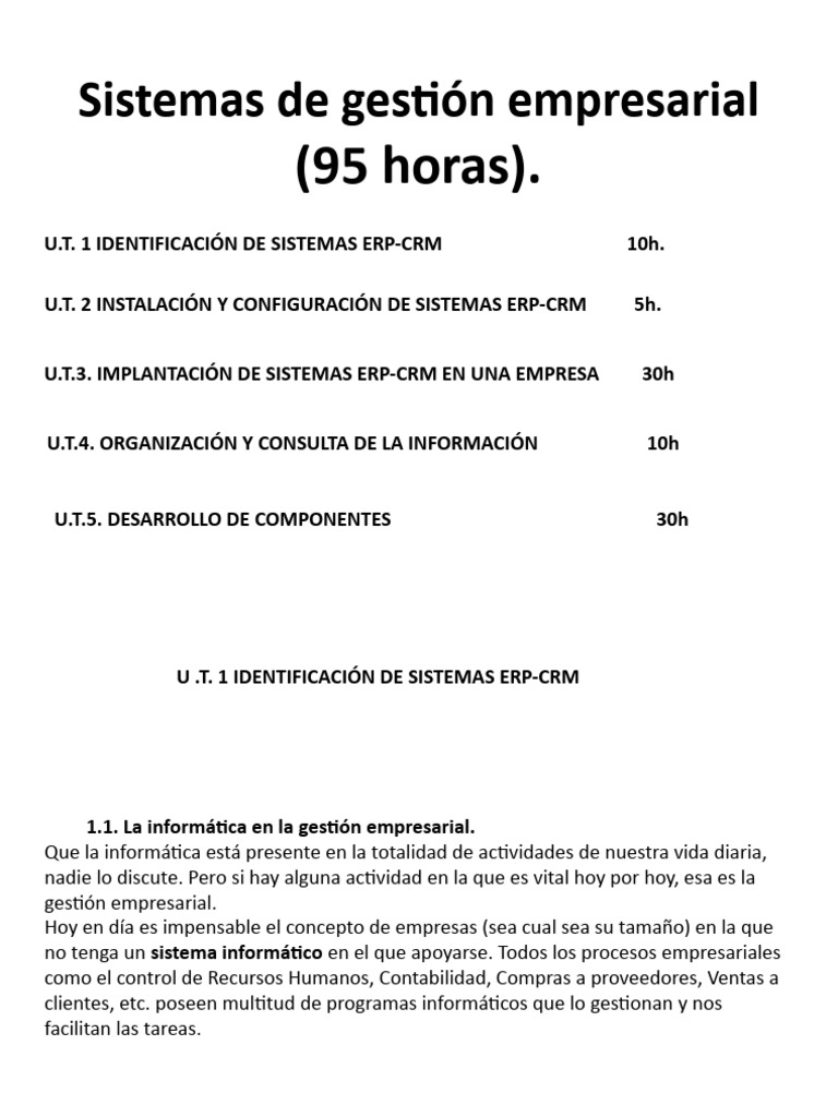 Tema 1. Identificacion de Un ERP | PDF | Planificación de recursos ...