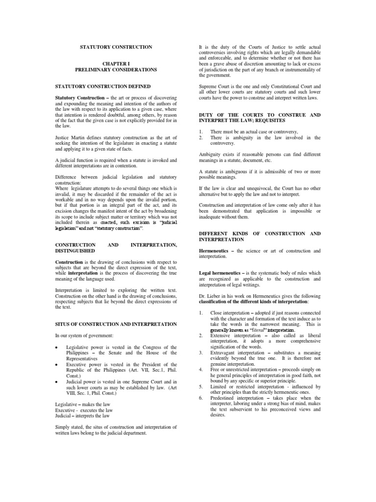 Statutory Construction Notes | PDF