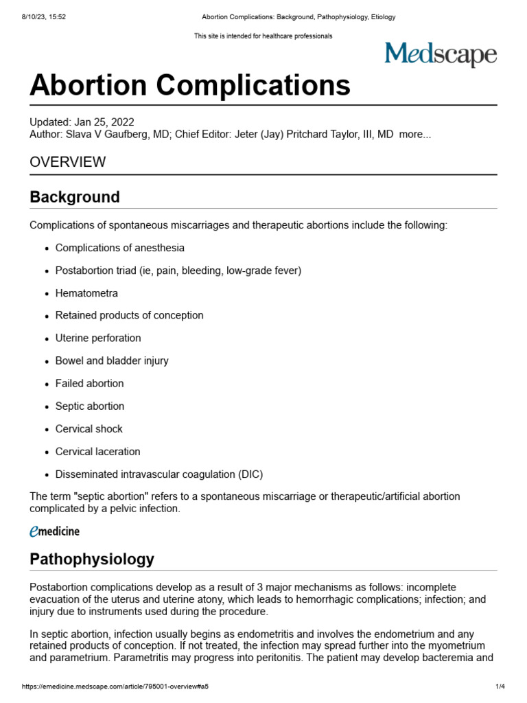 Abortion Complications Guide | PDF | Miscarriage | Abortion