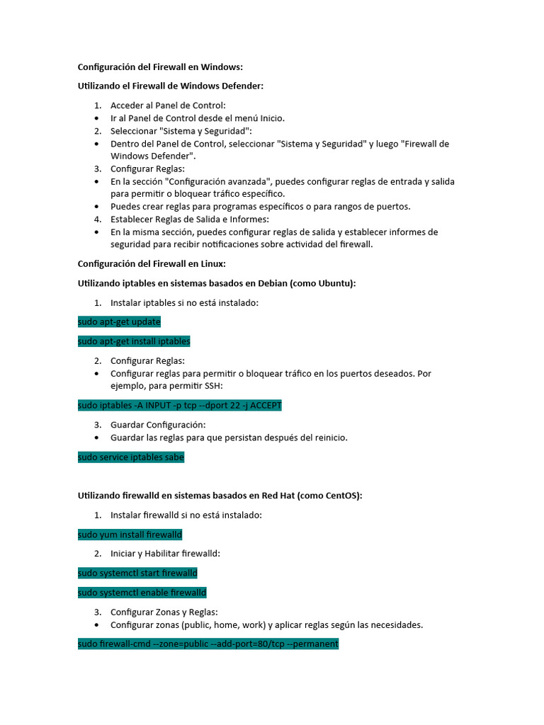 Configuración Del Firewall En Windows Pdf
