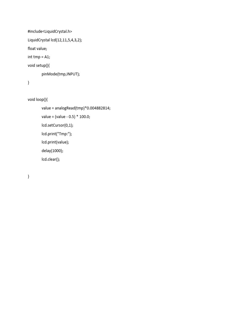 Temprature Sensor Tinkercad | PDF