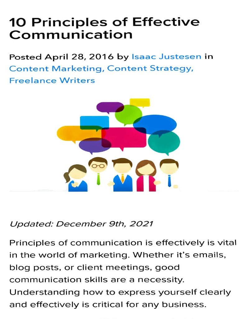 Principles of Effective Communication | Download Free PDF | Communication | Human Communication