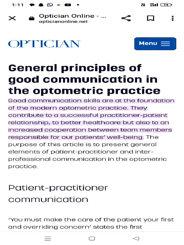 Communication in Optometry | PDF | Optometry | Health Care