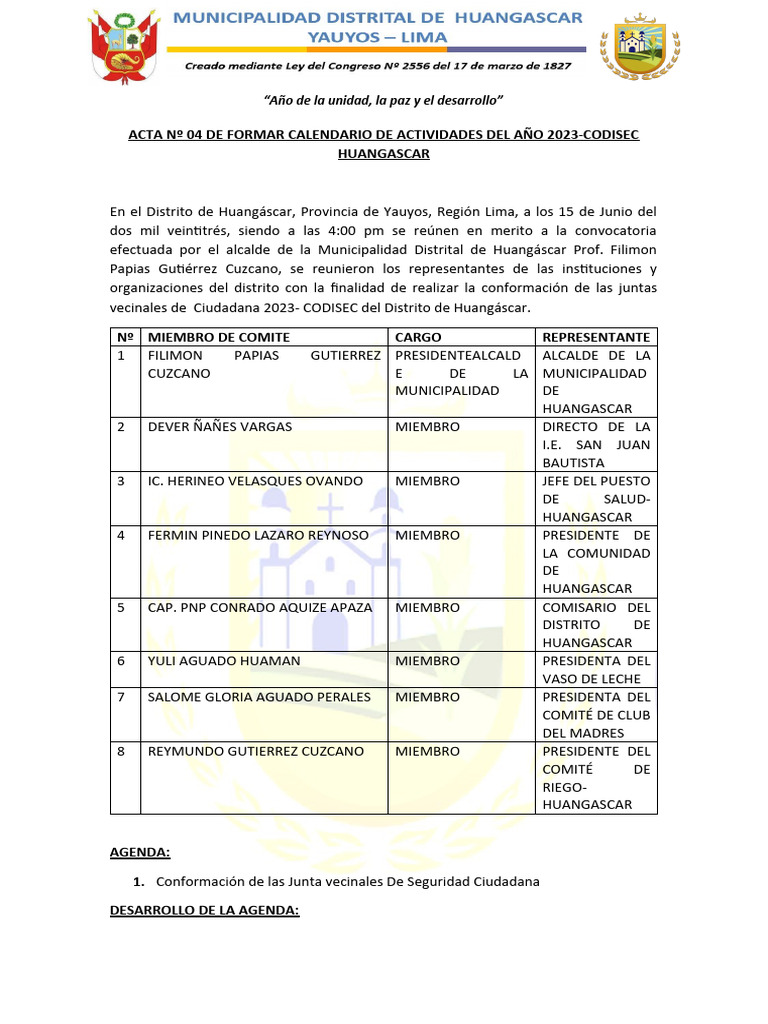 Conformación Juntas Vecinales 2023 | PDF