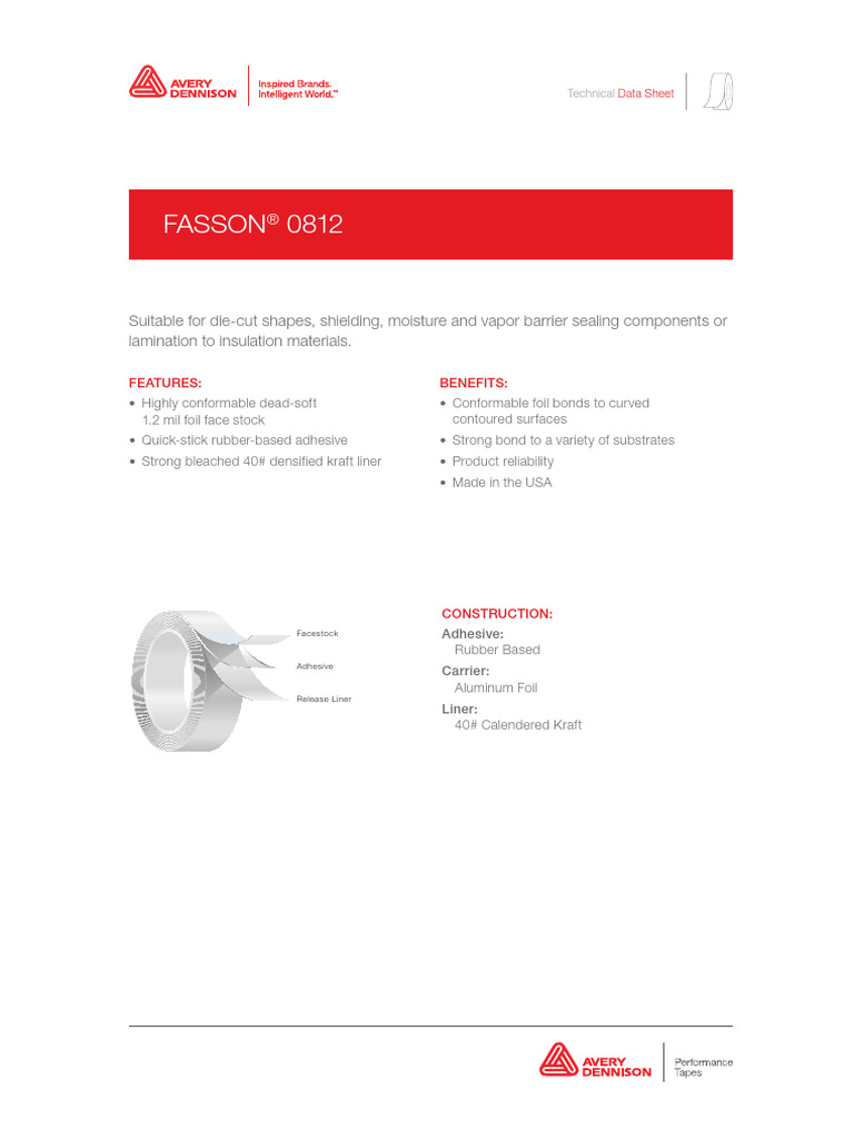 Ficha Técnica Cinta de Aluminio - Fasson | Download Free PDF | Adhesive ...
