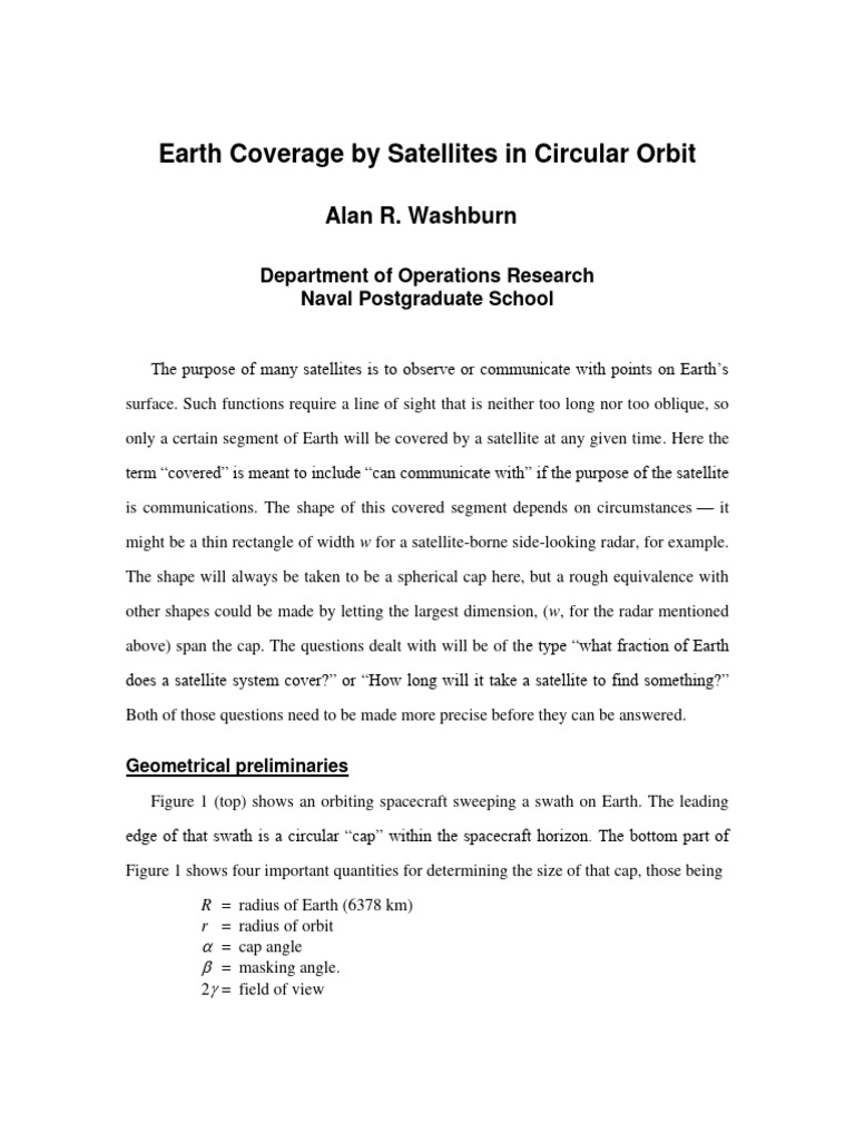 Satellite Earth Coverage Analysis | PDF