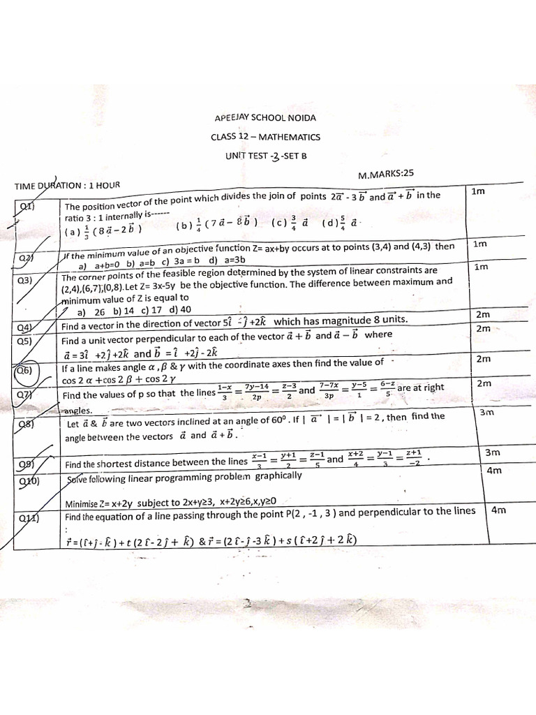 Vector LPP, 3D Practice Paper XII | PDF