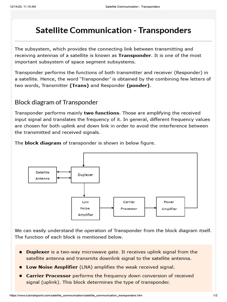 Transponders | PDF | Amplifier | Transmitter