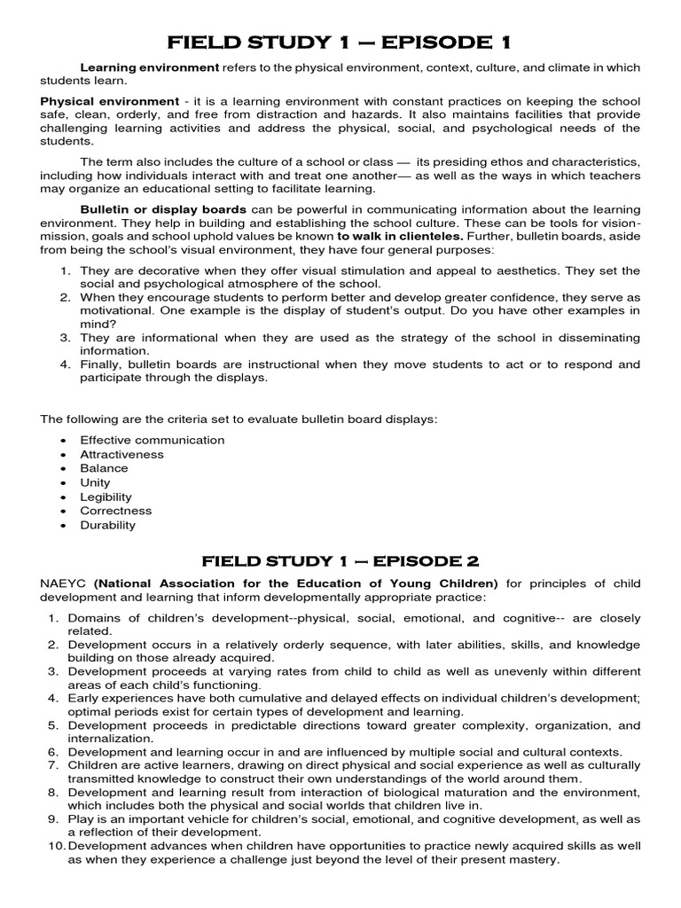 FIELD STUDY 1 AND 2 REVIEWER Episode 15 Lang Taman 1 | PDF ...