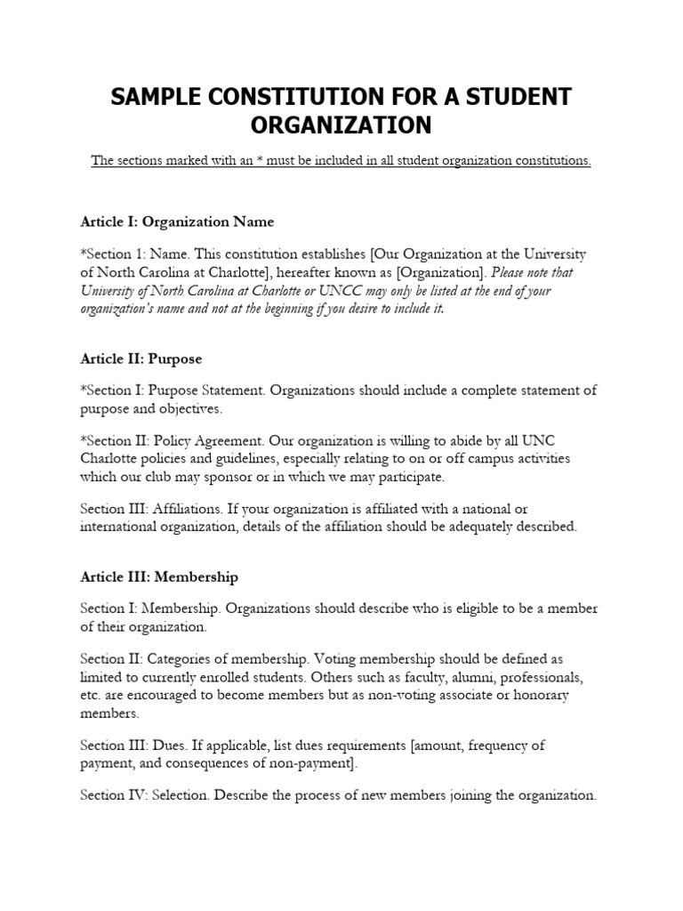 Student Organization Constitution Template | PDF | Committee | By Law
