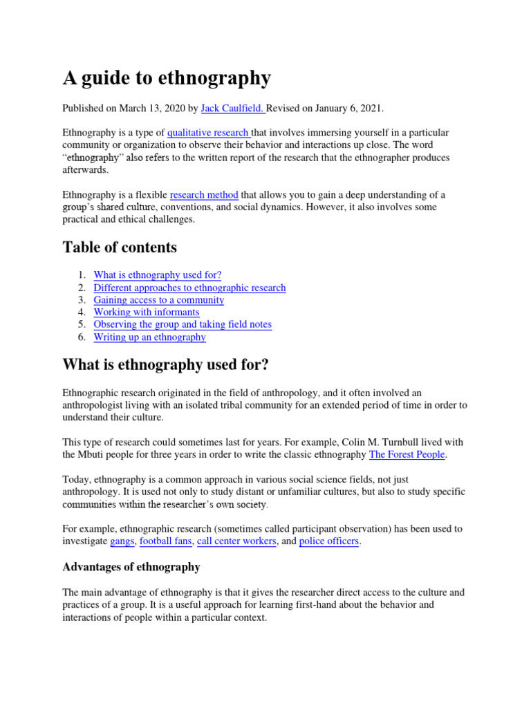 Ethnography | Download Free PDF | Ethnography | Anthropology