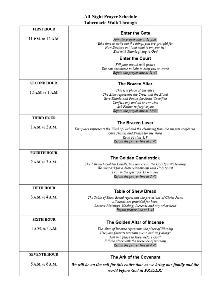 All Night Prayer 2020 | PDF | Altar | Prayer