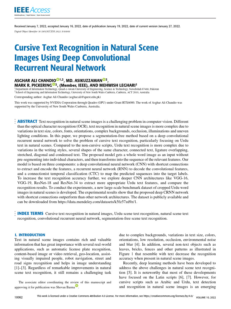 Cursive Text Recognition In Natural Scene Images Using Deep Convolutional Recurrent Neural