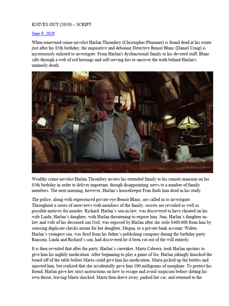 KNIVES OUT Transcript | PDF