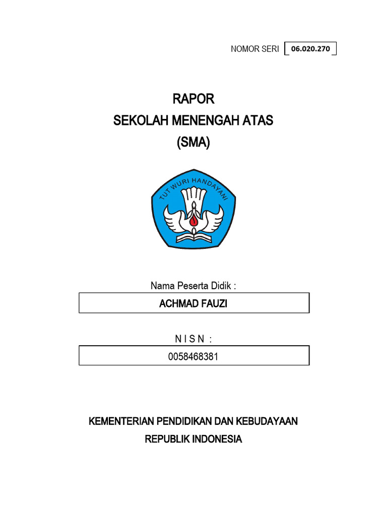 Sampul Raport SMA Achmad Fauzi | PDF