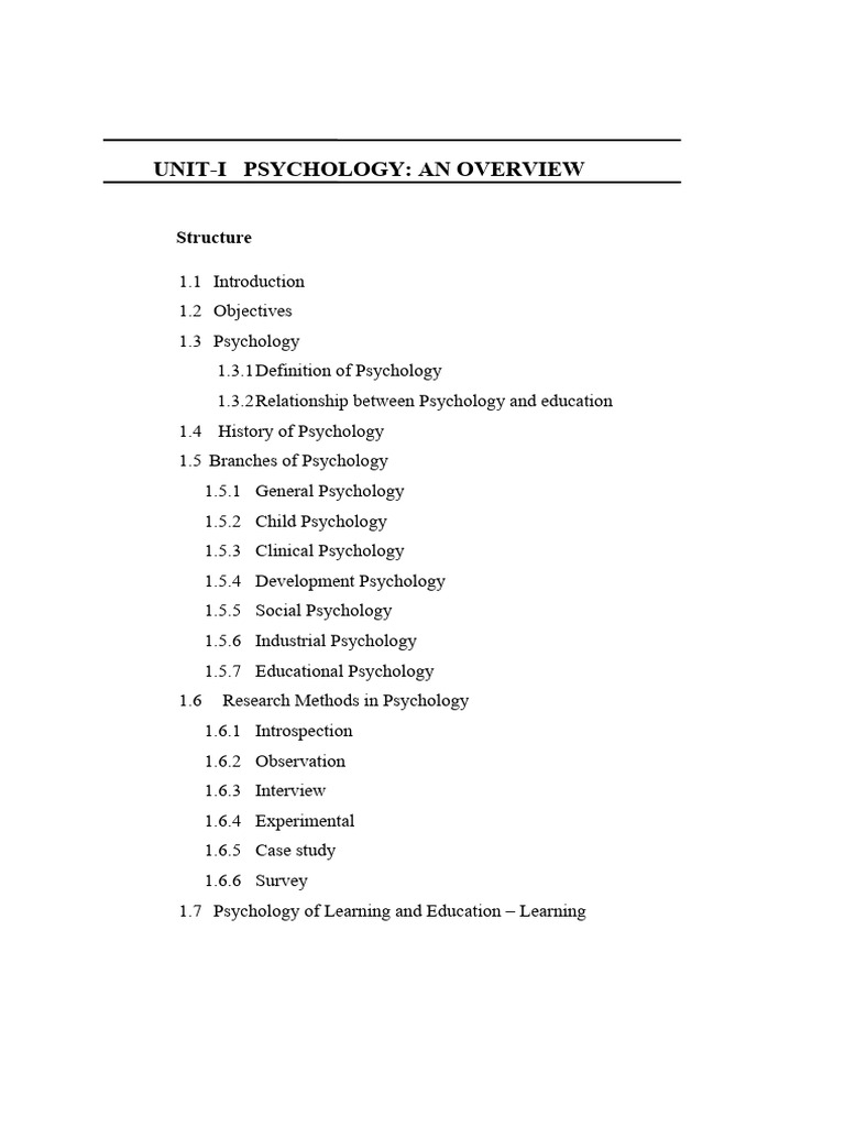 UNIT1 Final | PDF | Psychology | Educational Psychology