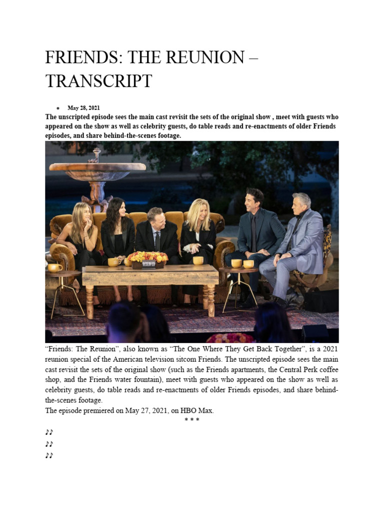 Friends The Reunion Pdf Friends