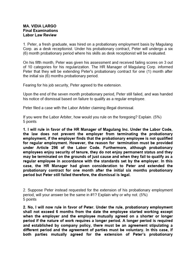 Ma - Vidia Largo - Labor Law Review | PDF | Employment | Strike Action