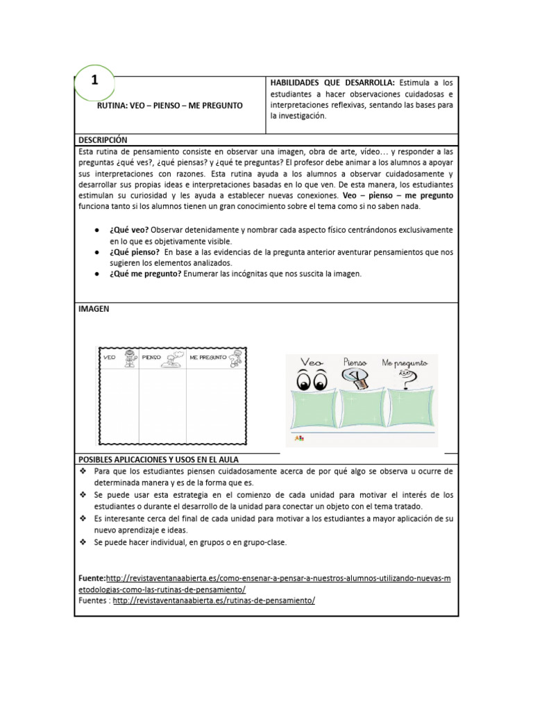 Rutinas de Pensamiento | PDF | Pensamiento | Conocimiento
