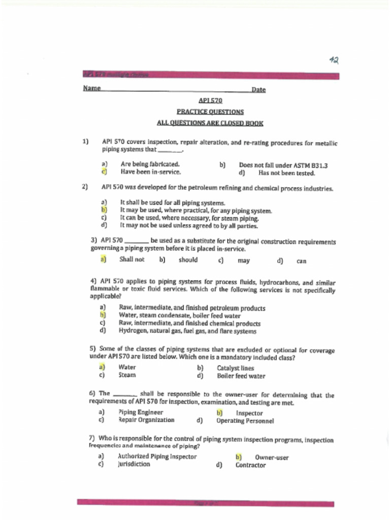 API 570 Closed Book Questions and Answers | PDF