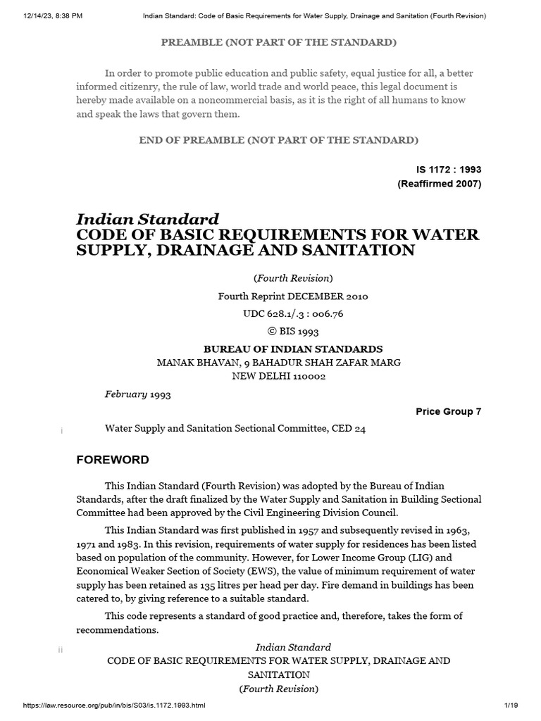 water req. | PDF | Sanitation | Water Supply
